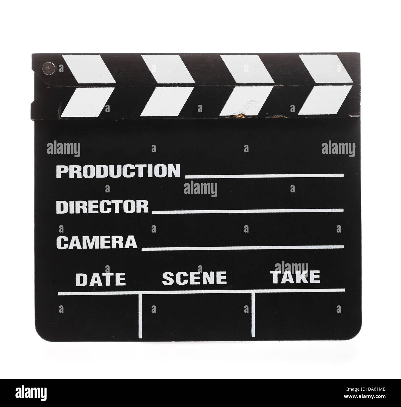 Two hands holding a cinema clap isolated on white Stock Photo - Alamy