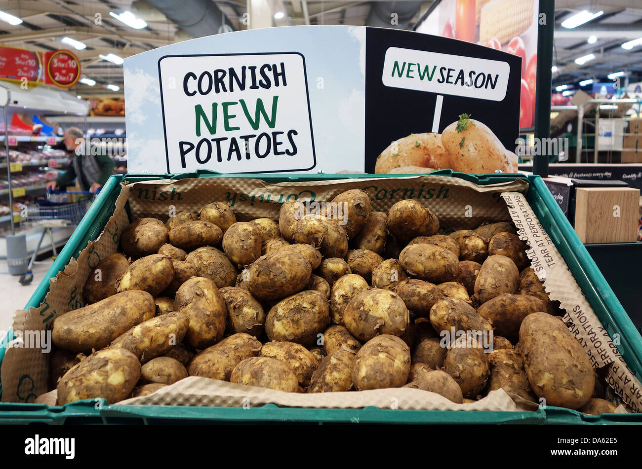 New Cornish Potatoes on sale in a supermarket Stock Photo - Alamy