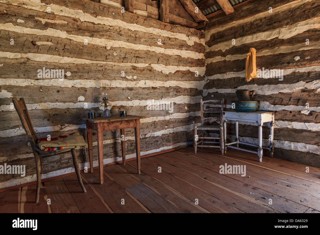 Independence, interior, log cabin, wooden, hut, Seward, Plantation ...