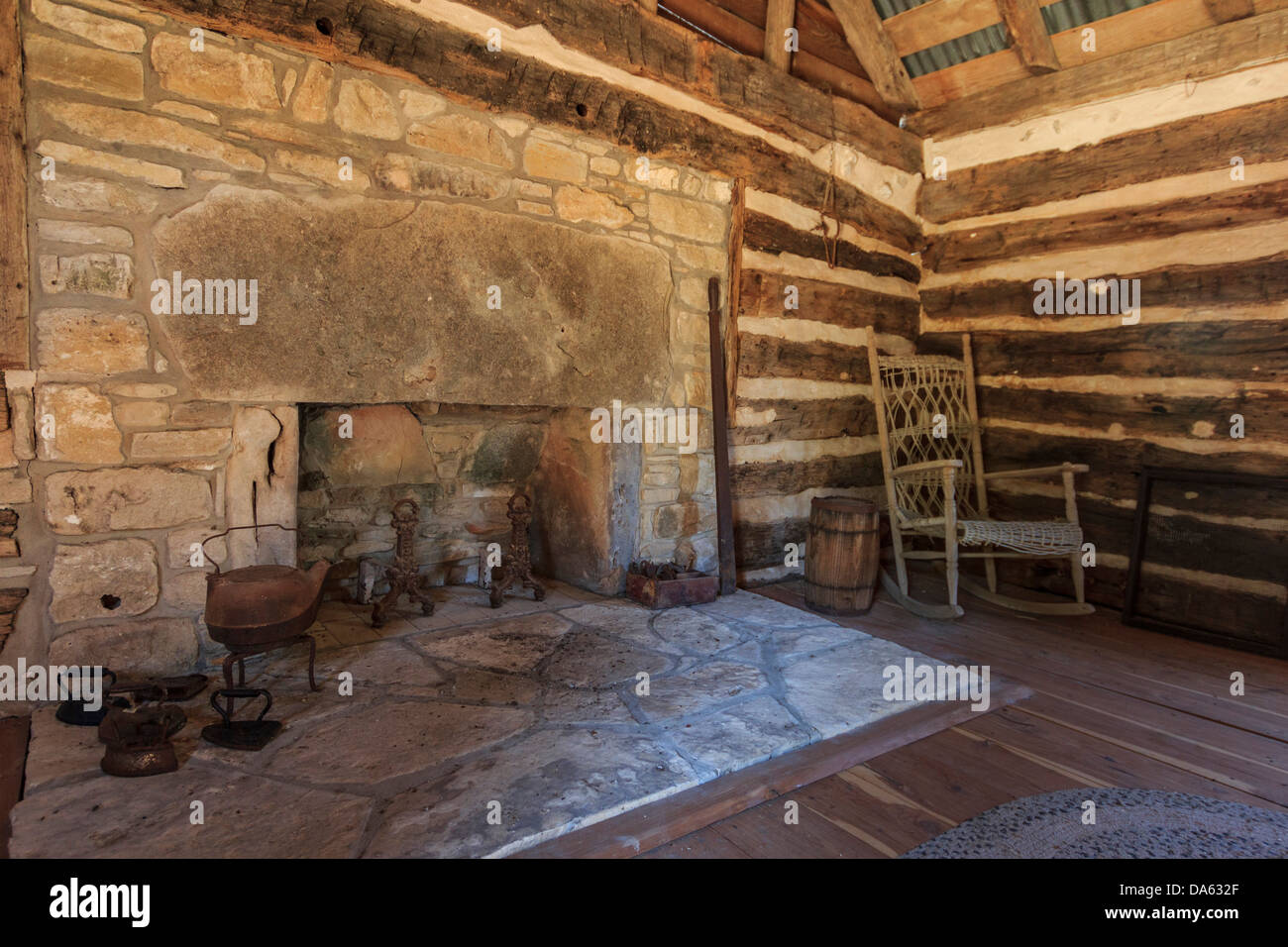 Independence, interior, log cabin, wooden, hut, Seward, Plantation ...