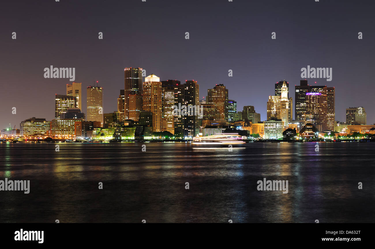 Boston skyline illuminated night hi-res stock photography and images ...