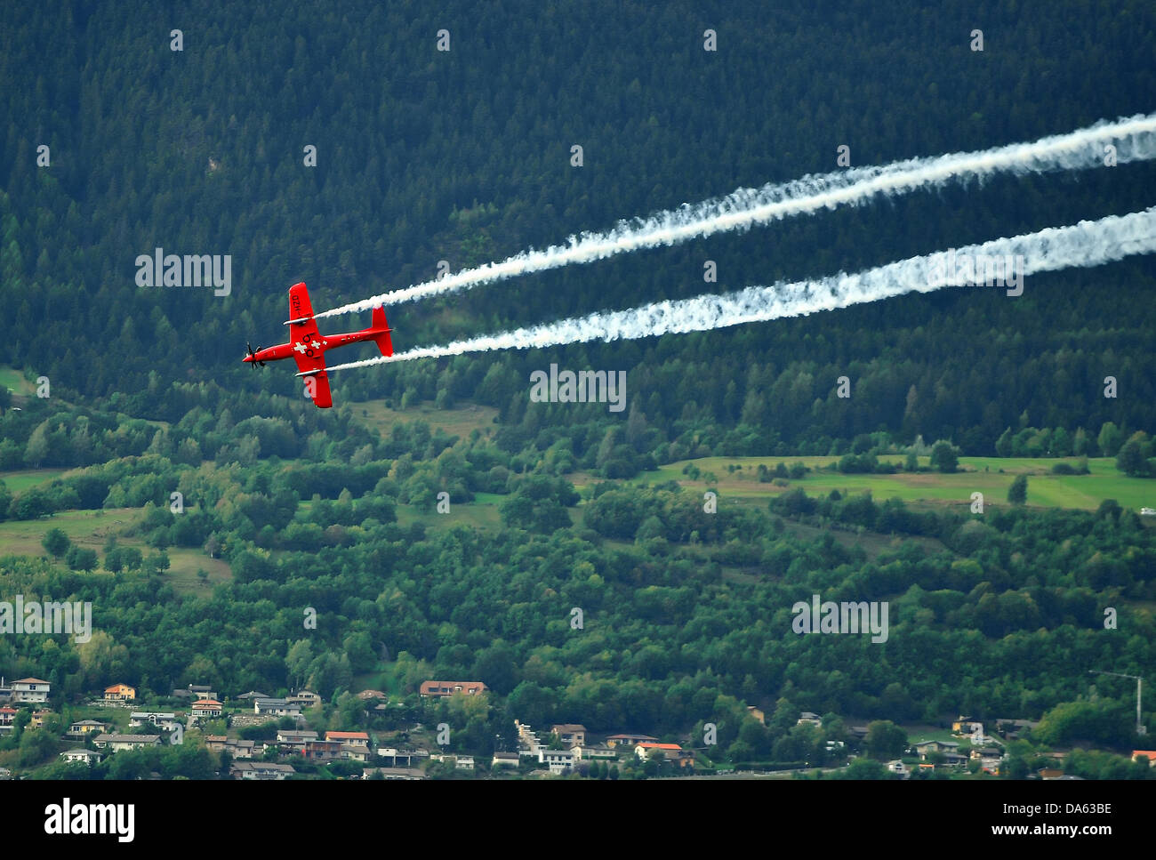 SION, SWITZERLAND, Pilatus PC-21 trainer displaying at the Breitling ...