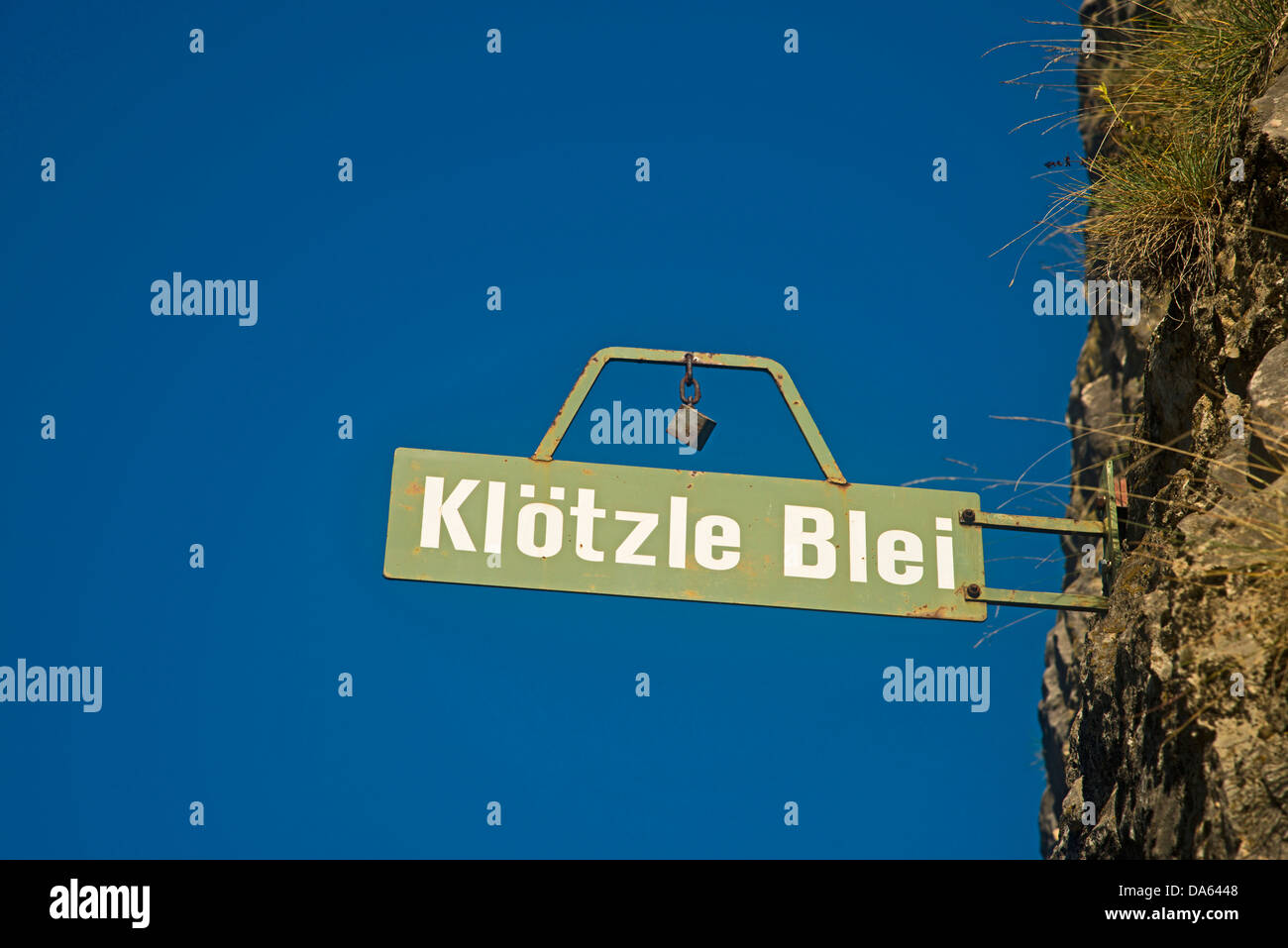 sign, Klötzle lead, cube of lead, rock, cliff, butcher's rock ...