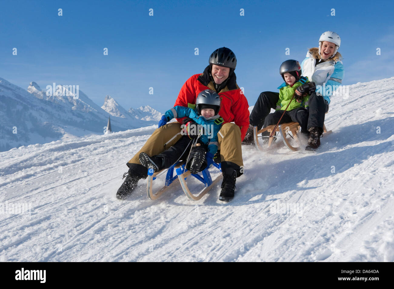 ride, toboggan, sledging, Gamplüt, Wildhaus, Churfirsten, mountain ...