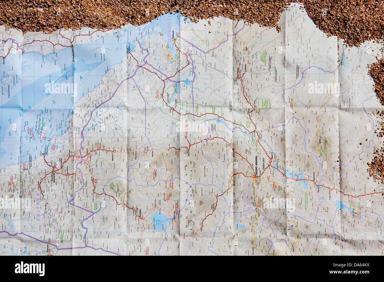 Map, Card, Ethiopia, Djibouti, Africa, sand, map Stock Photo - Alamy