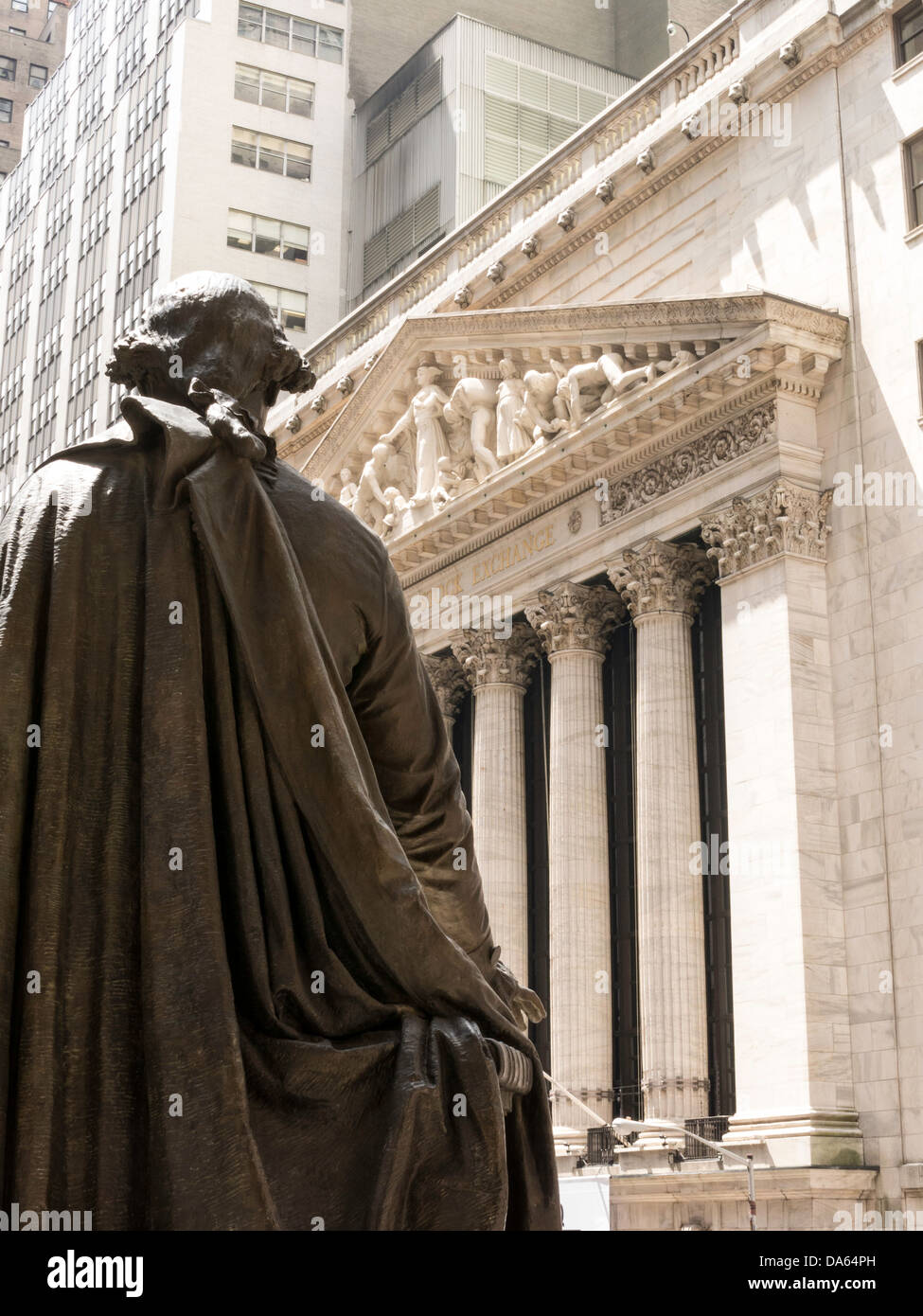 New York Stock Exchange from Federal Hall, George Washington Statue in ...