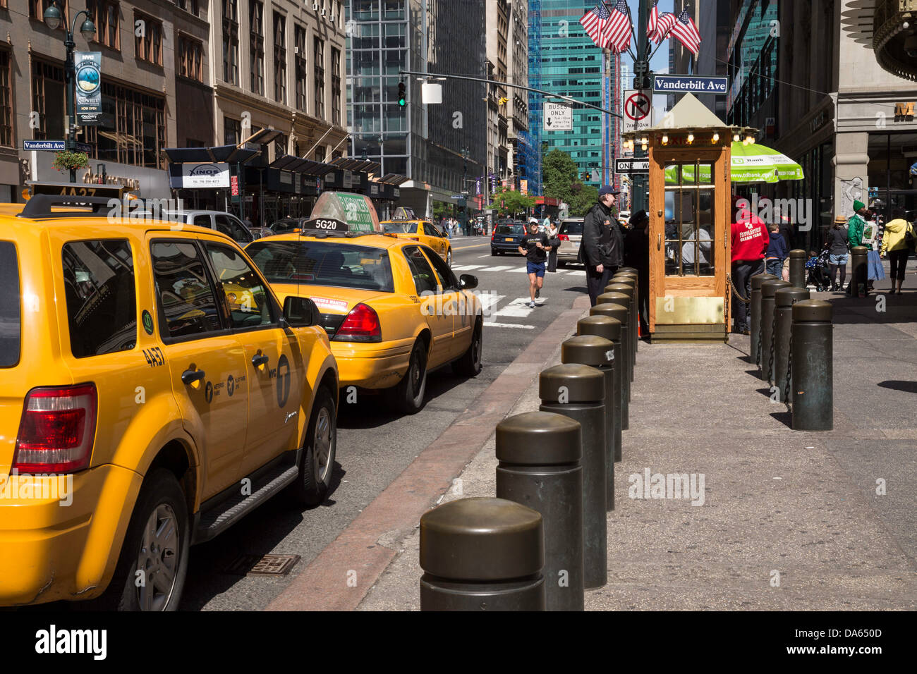 Taxis and Taxi Stand, 42nd Street at Grand Central Terminal, NYC Stock ...