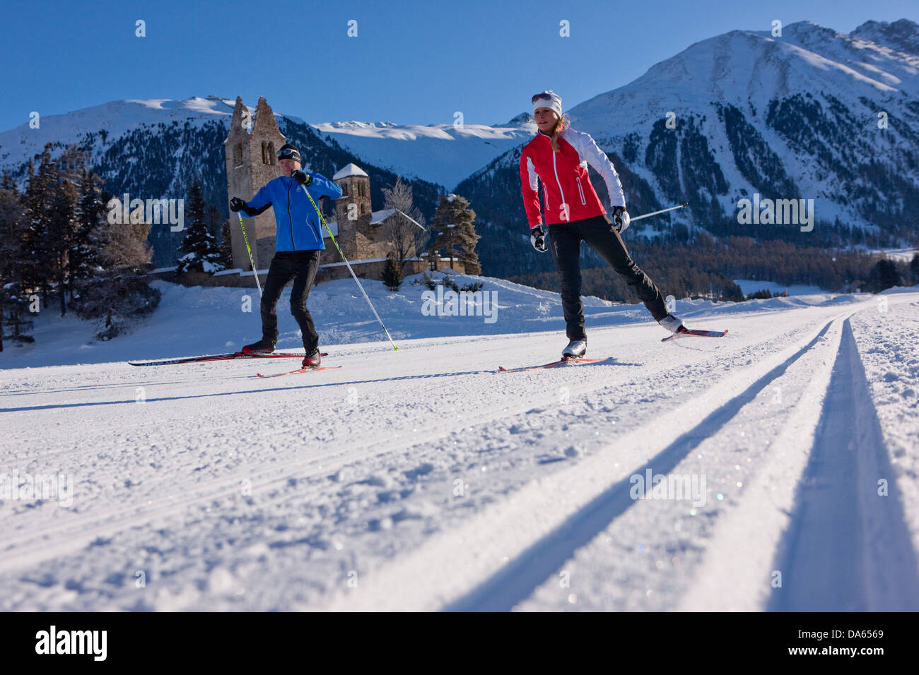 cross-country, ski, Celerina, winter, canton, GR, Graubünden, Grisons ...