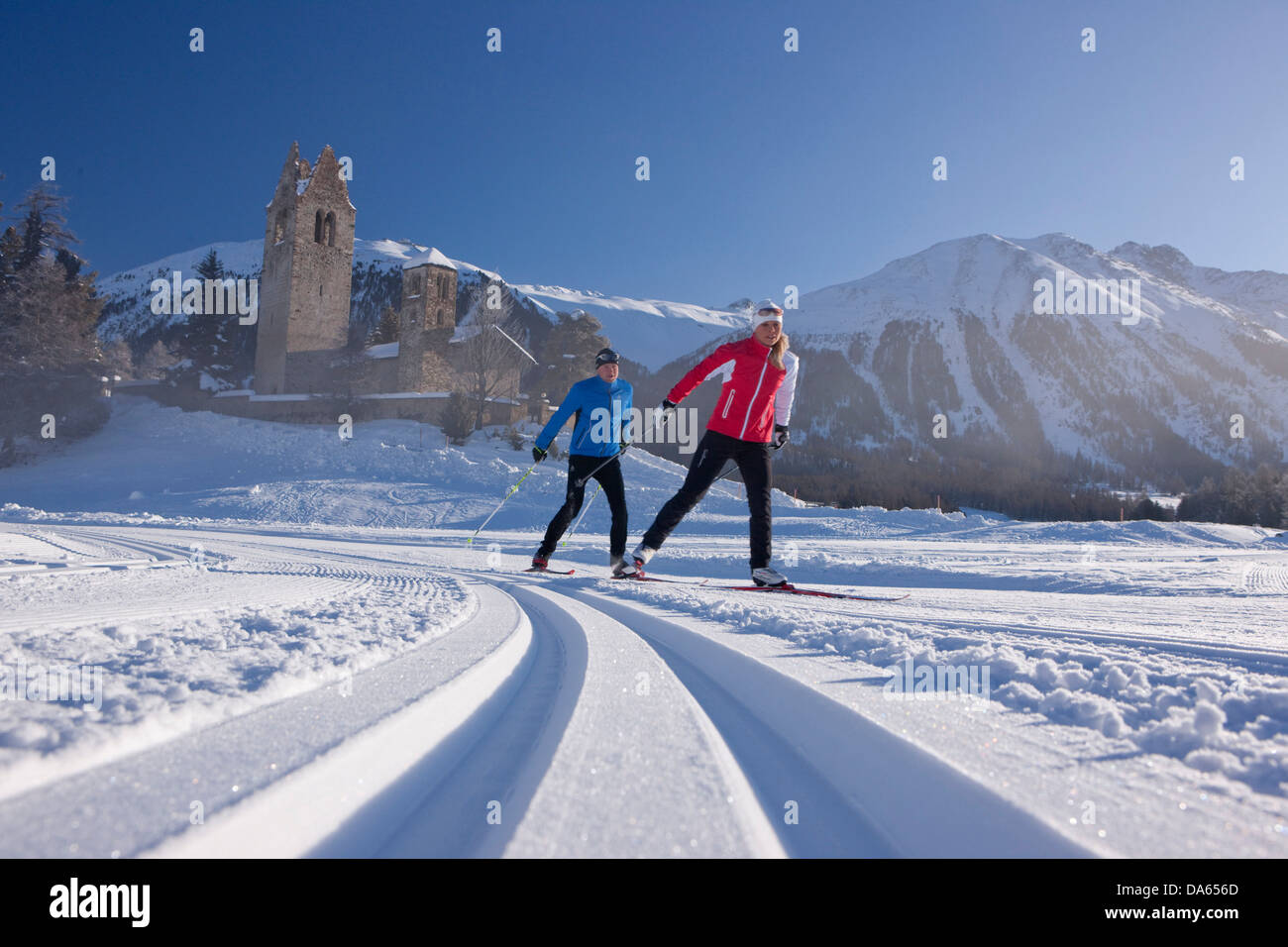 cross-country, ski, Celerina, winter, canton, GR, Graubünden, Grisons ...