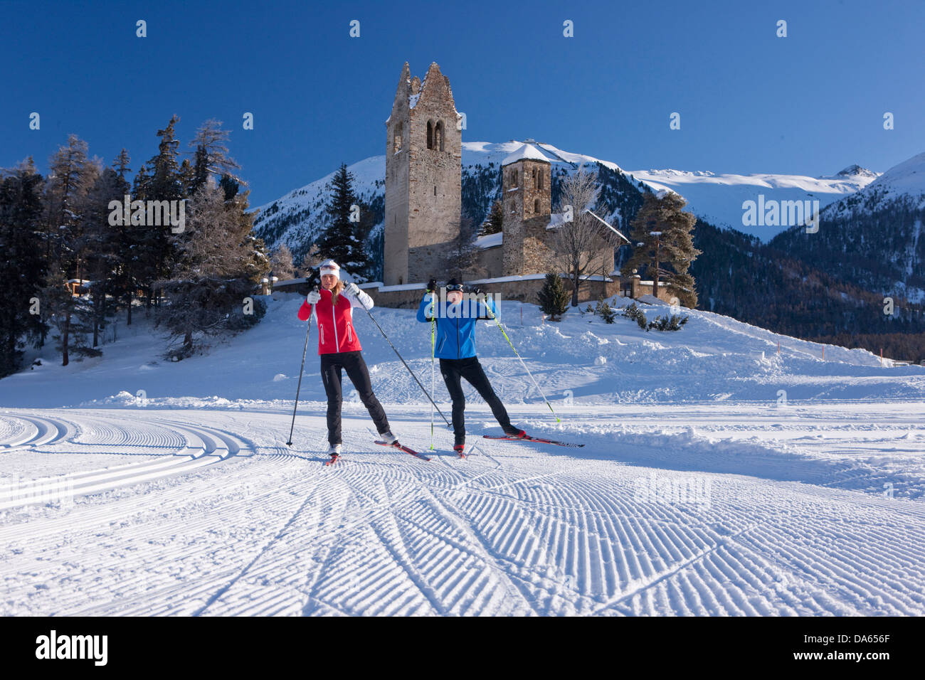 cross-country, ski, Celerina, winter, canton, GR, Graubünden, Grisons ...