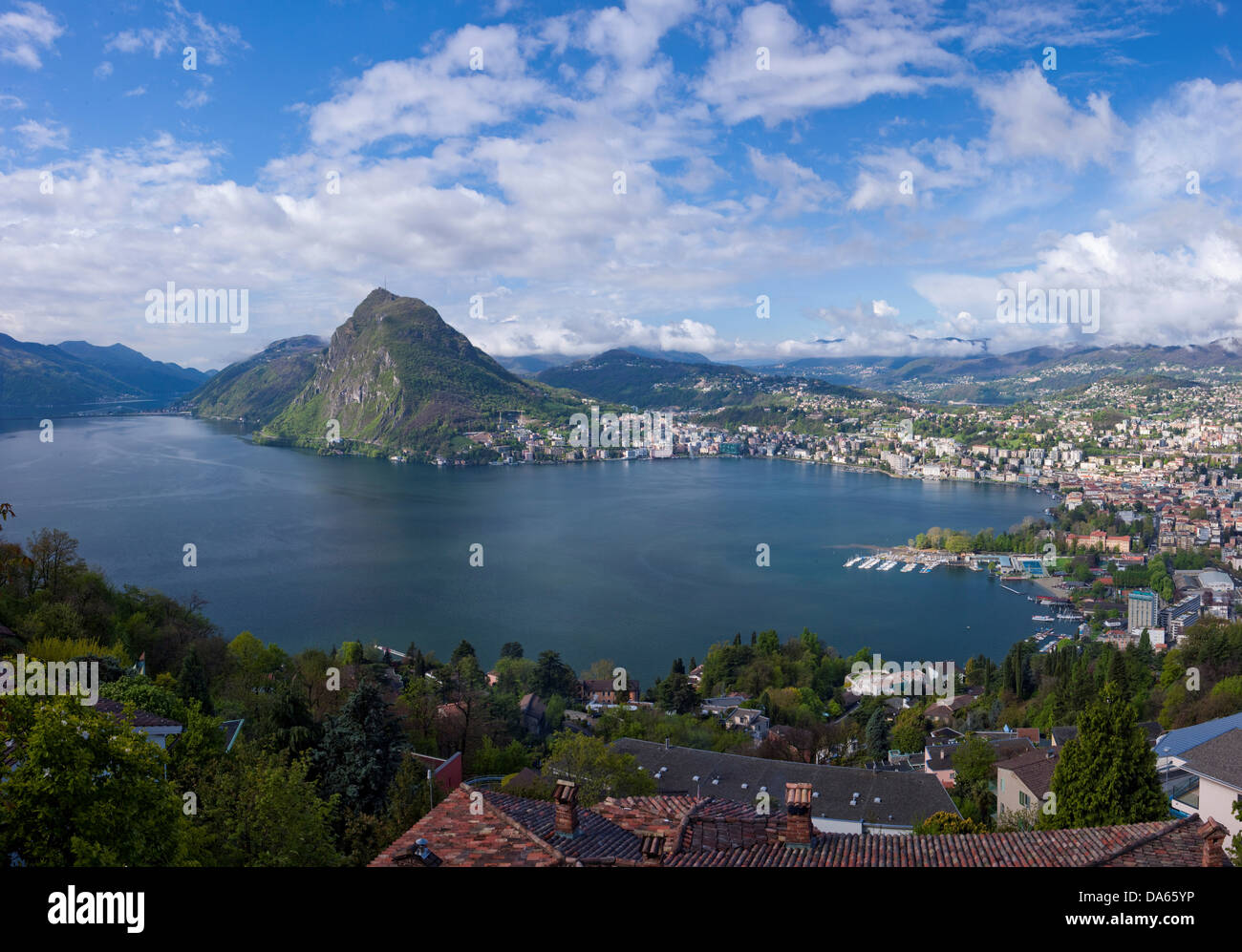 View, Lake Lugano, Monte, San Salvatore, panorama, lake, lakes, town ...