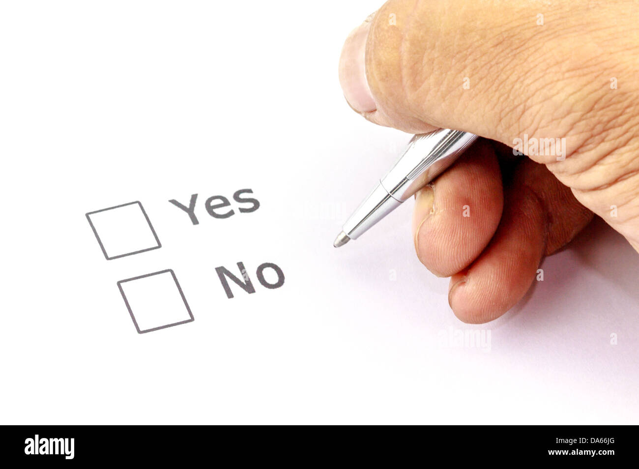 Yes No Check box Stock Photo - Alamy