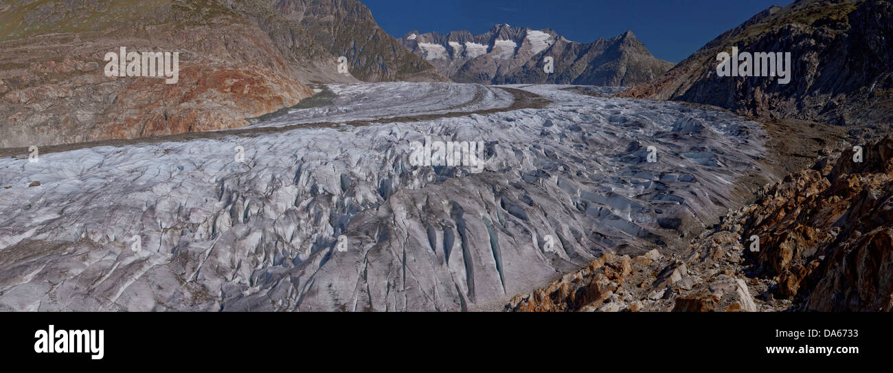Aletsch, glacier, ice, glacier, ice, moraine, canton, Valais, walking ...