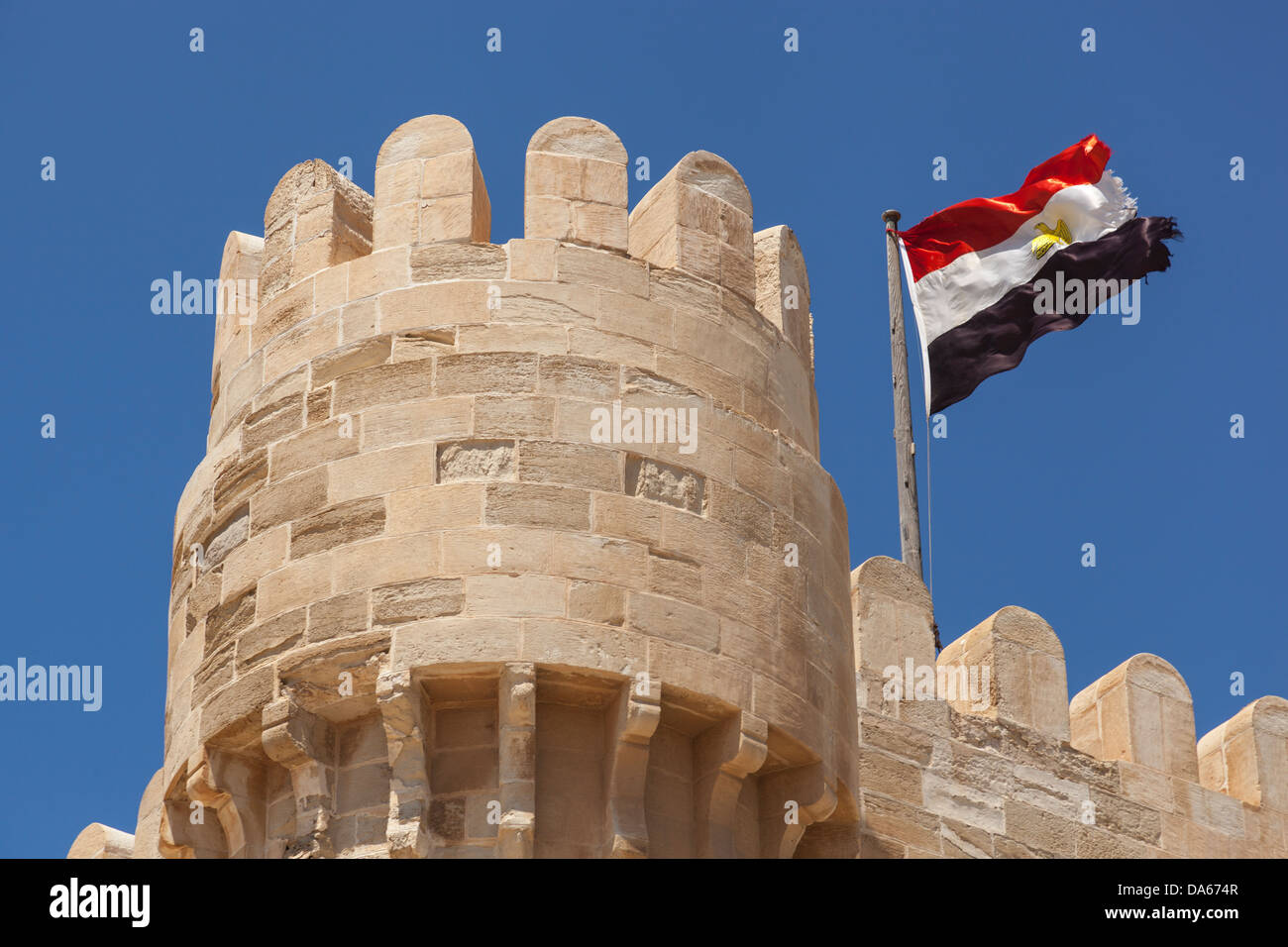 A turret of the Citadel of Qaitbay, also known as Fort of Qaitbay ...