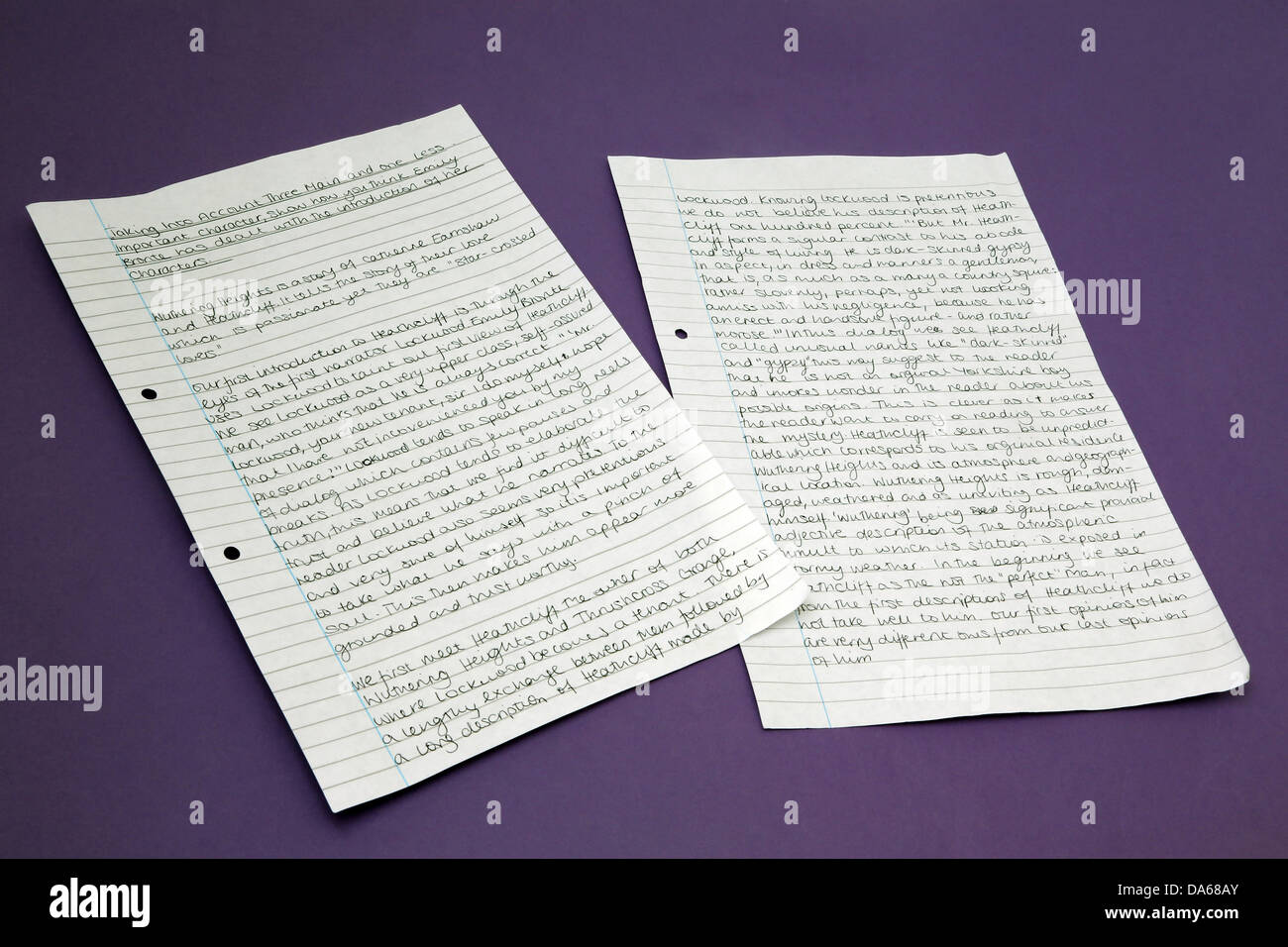 A Student's Hand Written Essay Stock Photo - Alamy