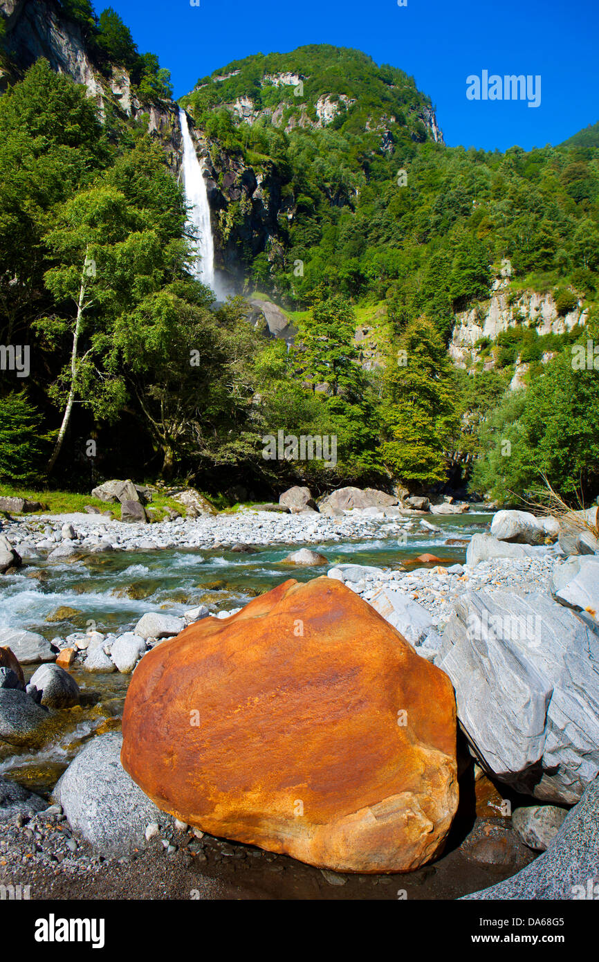 Foroglio, Switzerland, Europe, canton, Ticino, Bavona valley, waterfall ...