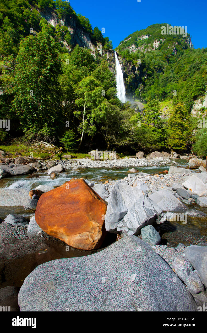 Foroglio, Switzerland, Europe, canton, Ticino, Bavona valley, waterfall ...