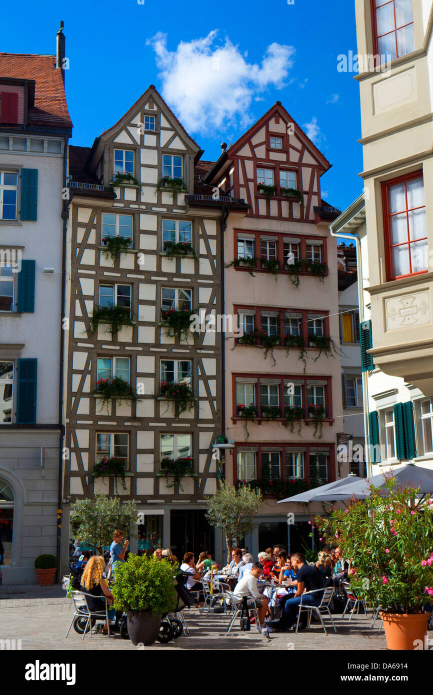 St. Gallen, St. Gall, Old Town, Switzerland, Europe, canton, town, city ...