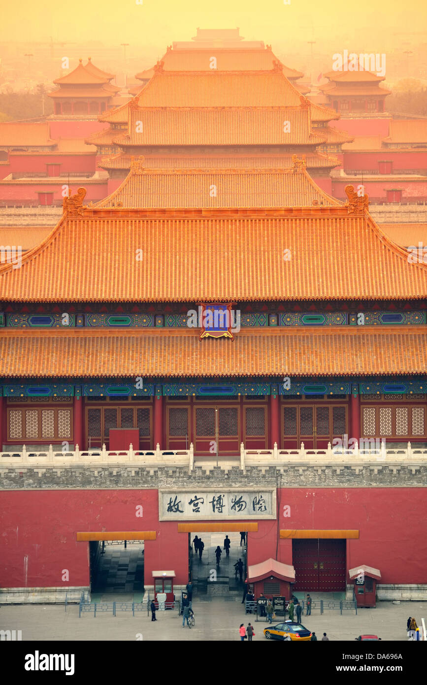 Aerial view of Imperial Palace in Beijing in red tone, China Stock ...