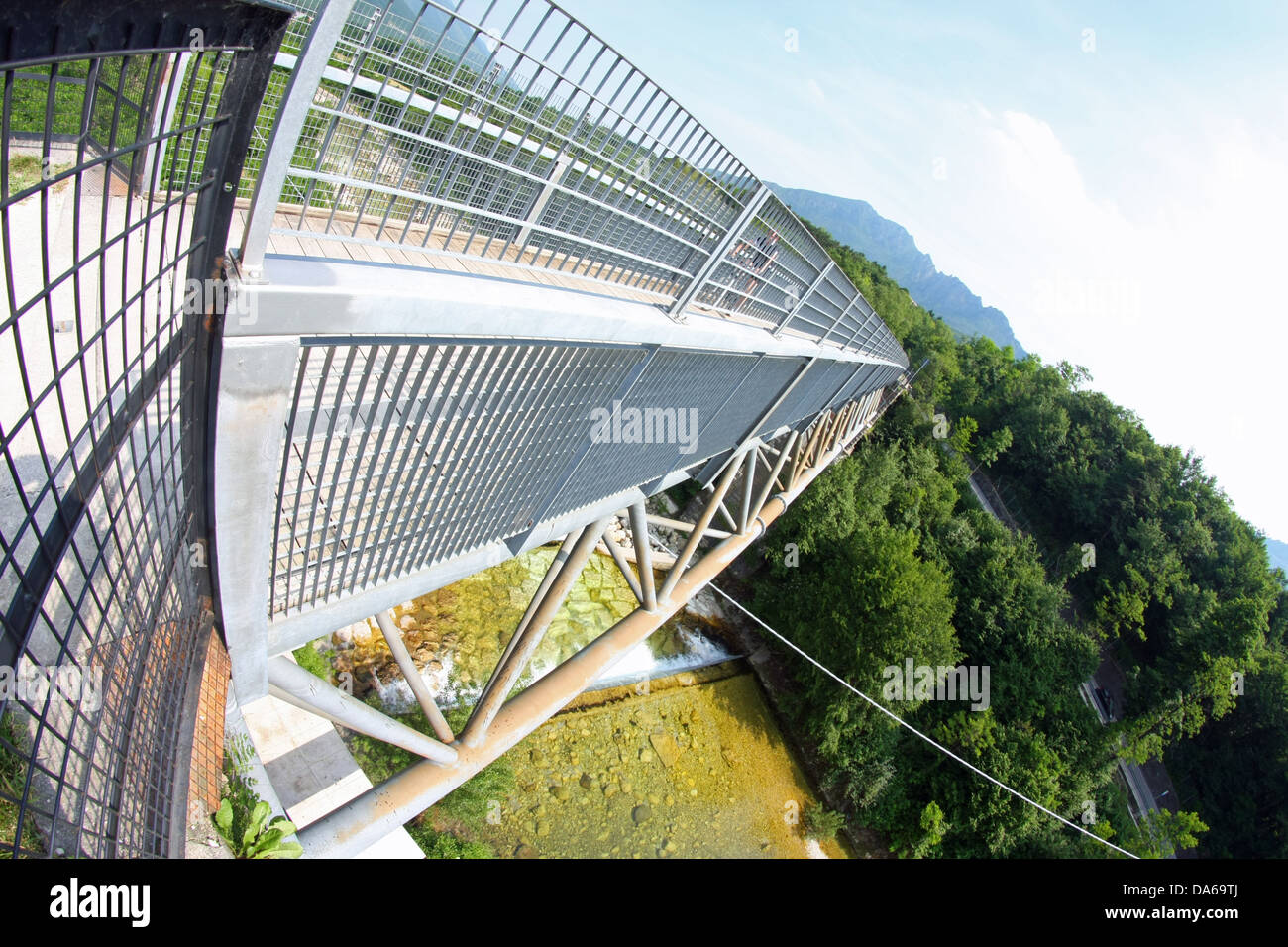 parapet of a bridge over the fast-flowing mountain stream Stock Photo ...