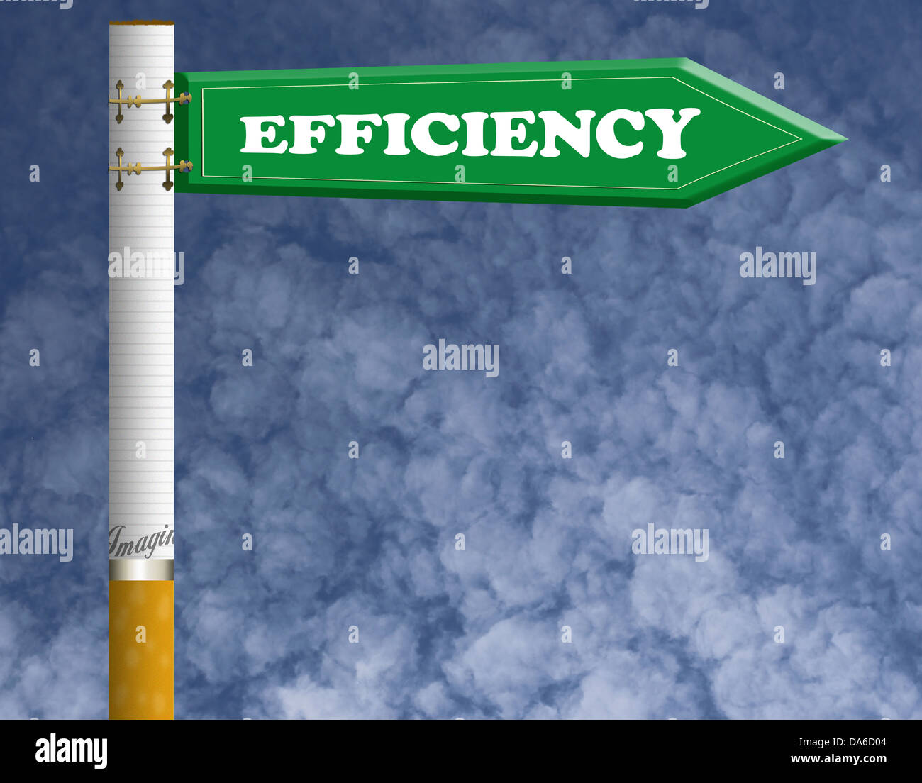 Efficiency road sign with imagine cigarette pillar Stock Photo - Alamy