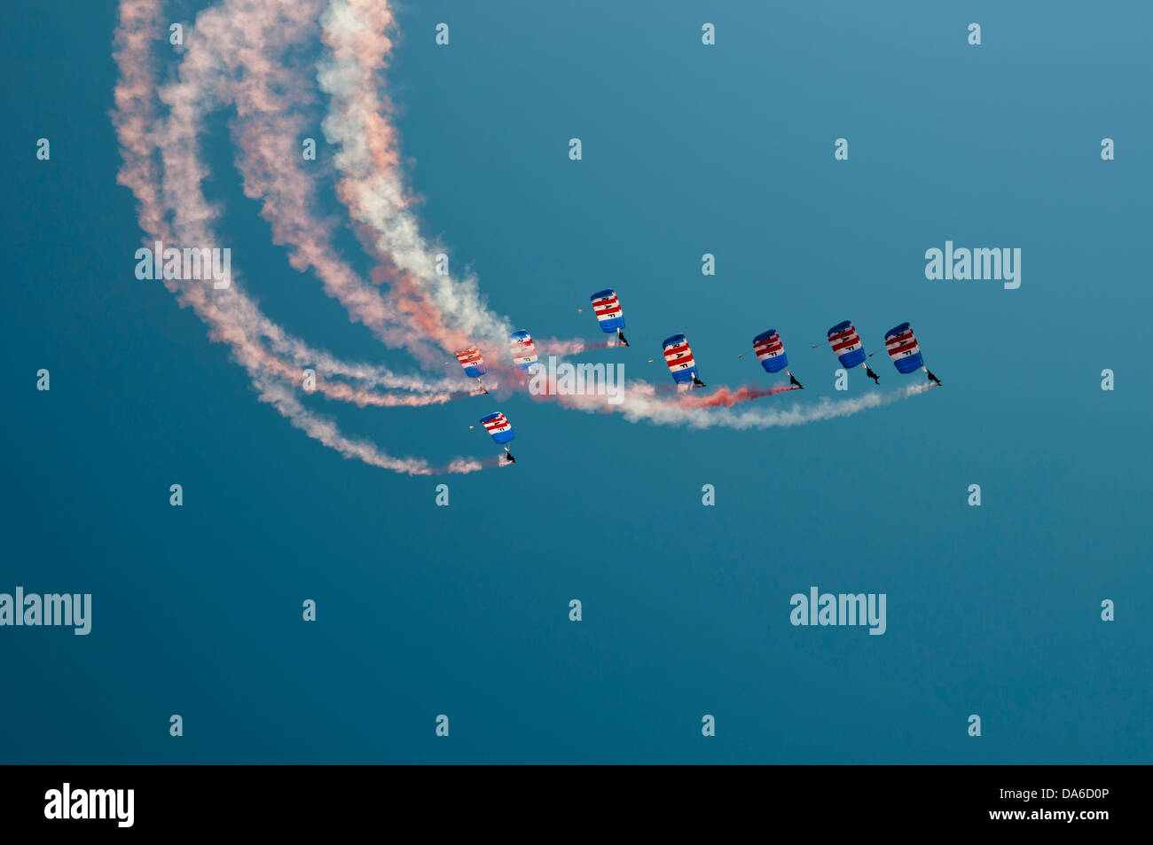 Llandudno Air show RAF Falcons parachute display team Stock Photo - Alamy