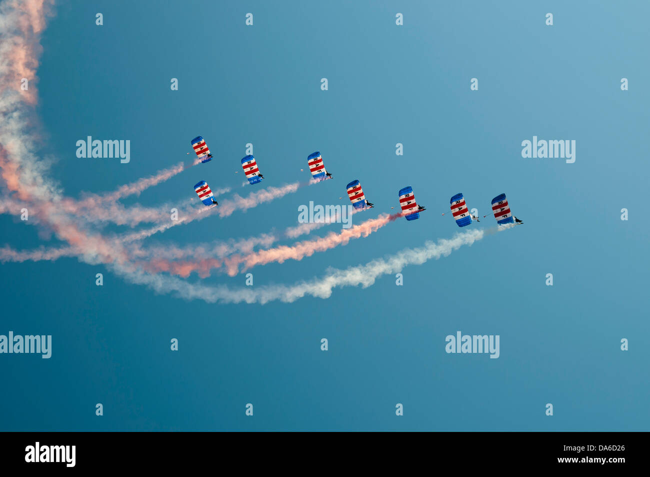 Llandudno Air show RAF Falcons parachute display team Stock Photo - Alamy