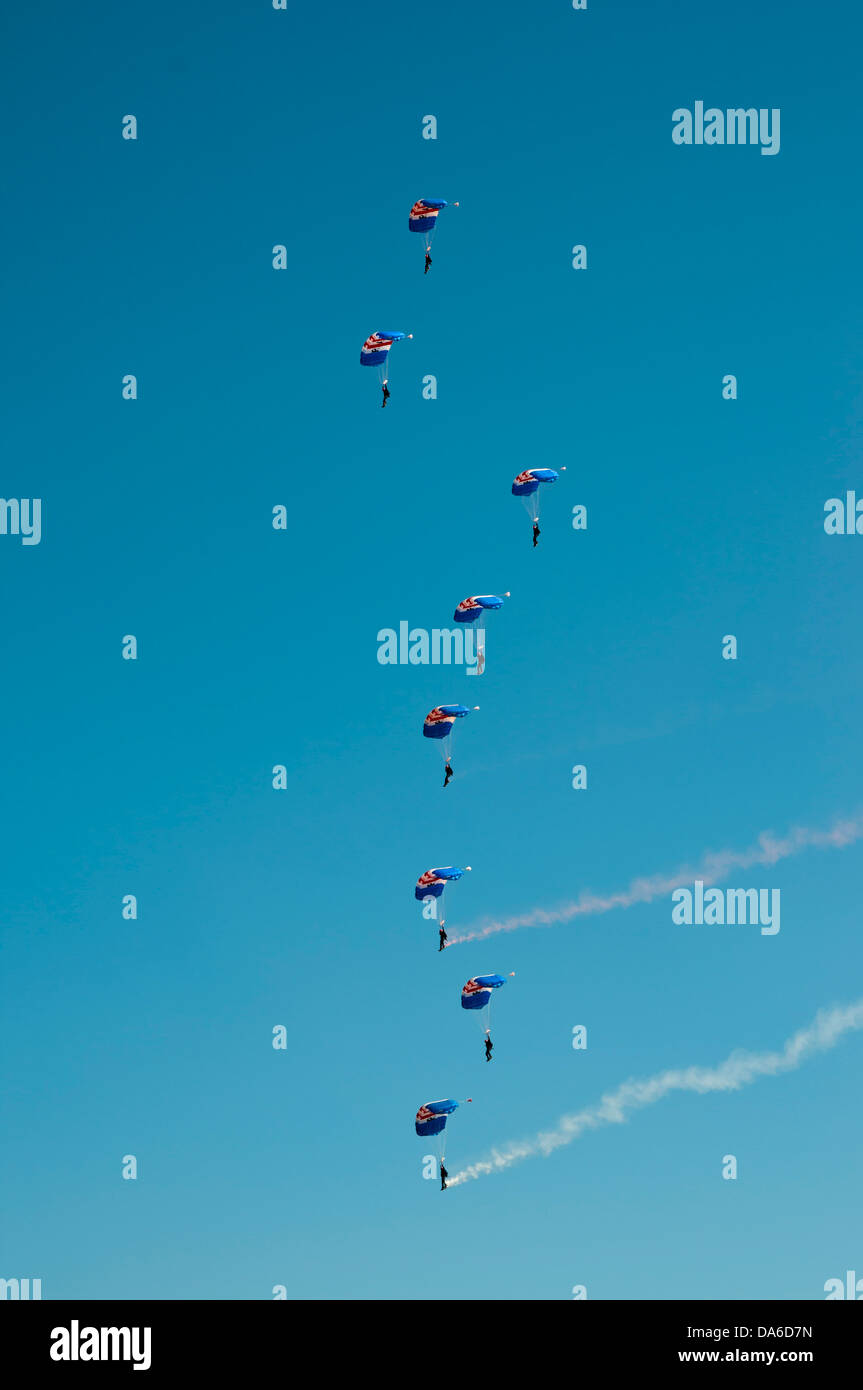 Llandudno Air show RAF Falcons parachute display team Stock Photo - Alamy