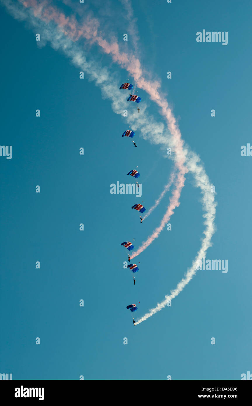 Llandudno Air show RAF Falcons parachute display team Stock Photo - Alamy