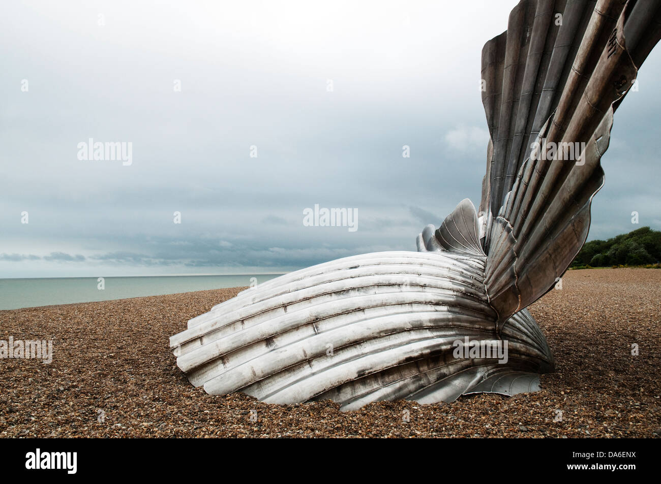 Steel 'Scallop shell' sculpture on the beech at Aldeburgh in Suffolk ...