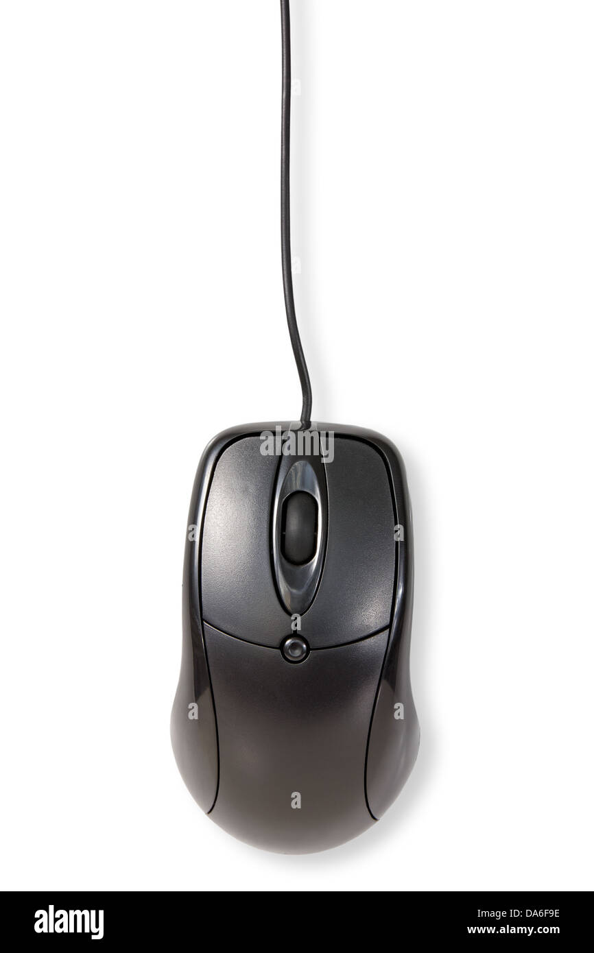 Black computer mouse over a white background Stock Photo - Alamy