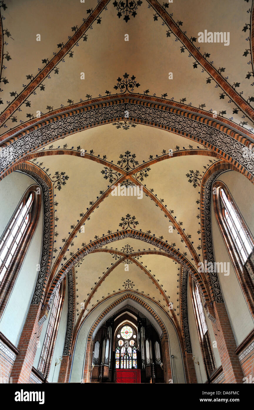 Vaulted ceiling with the altar in Guestrow Cathedral, consecrated in ...