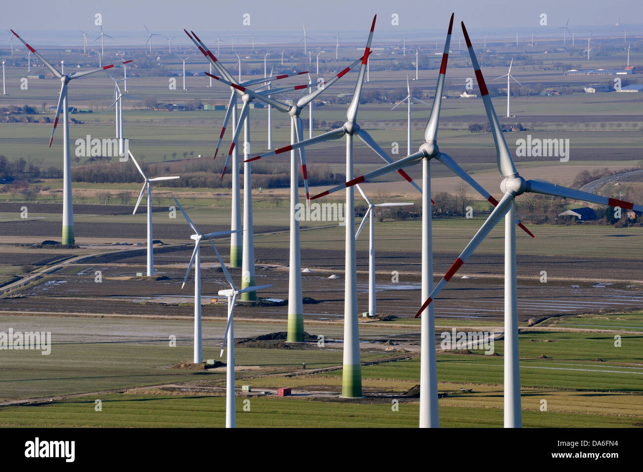 Aerial view, wind turbines, wind farm Stock Photo - Alamy