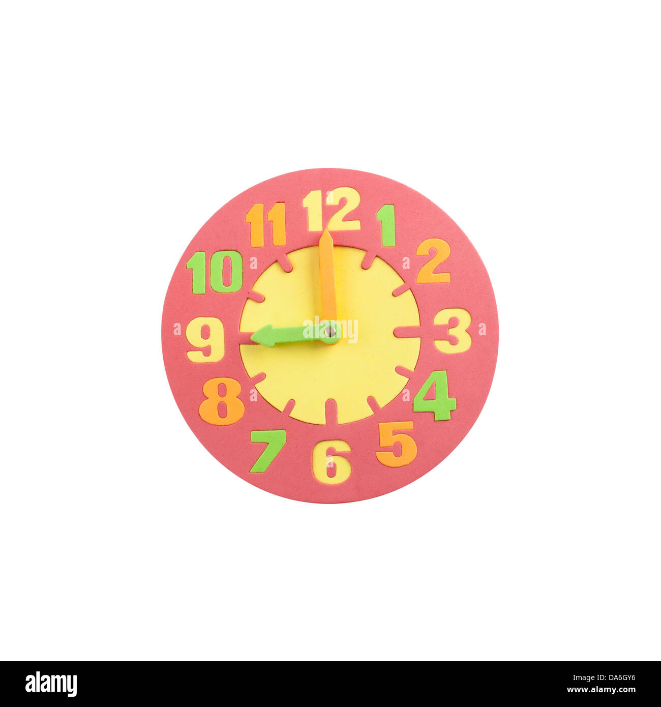 Colorful toy clock in textured foam for kid to learn about the time ...