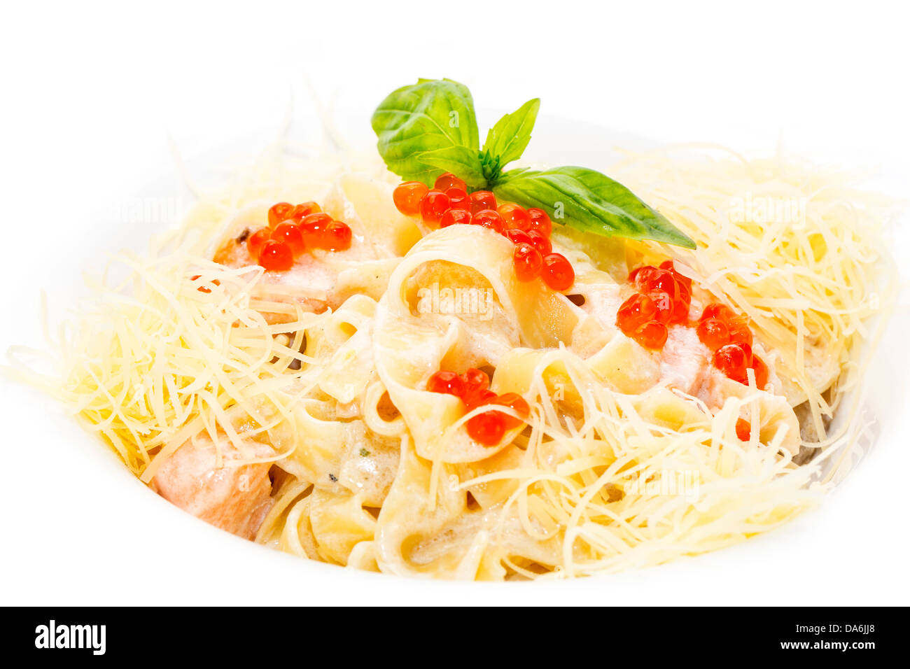 pasta with fish red caviar Stock Photo - Alamy