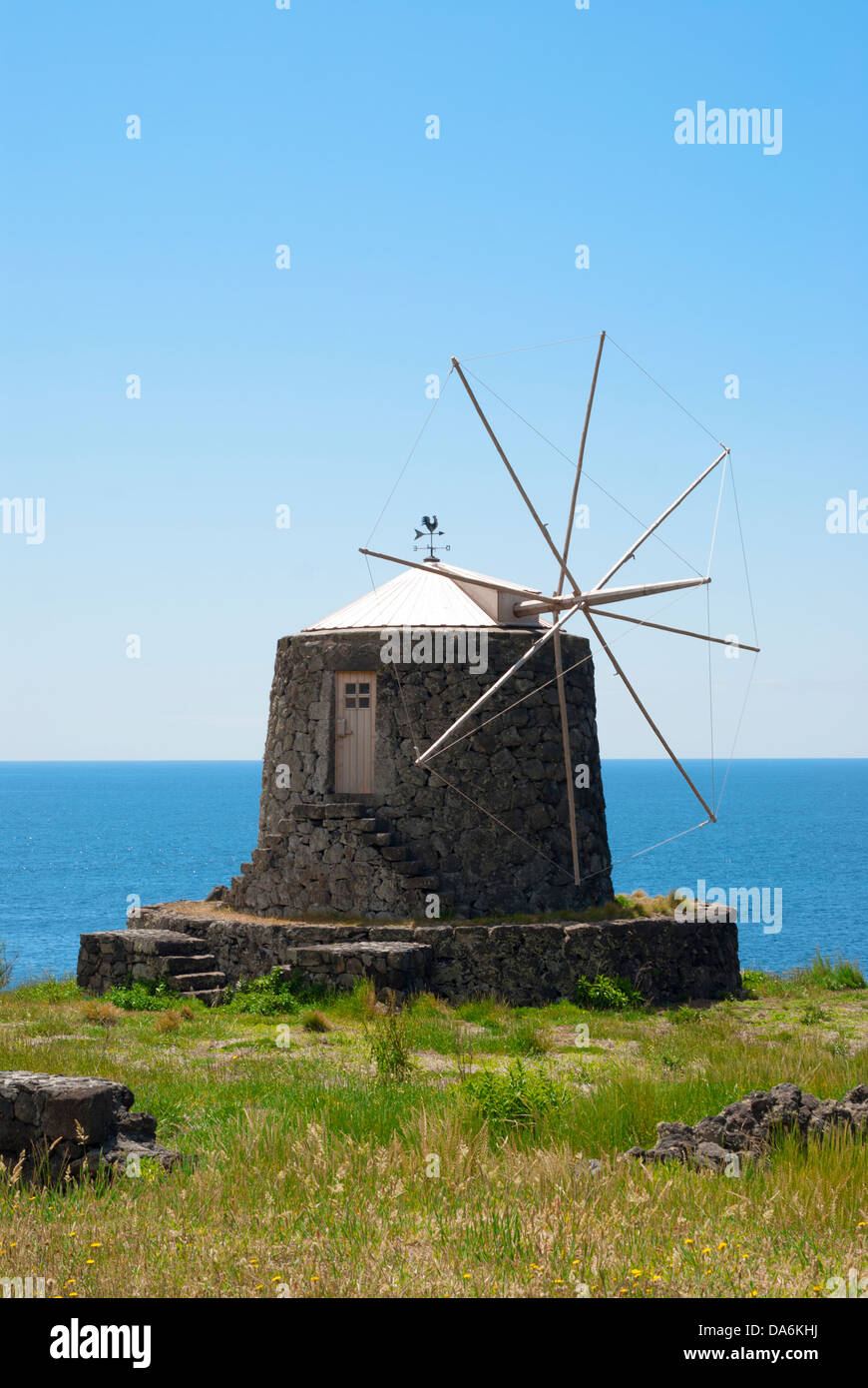 Old Windmill by the Sea in Corvo Island, Azores Stock Photo - Alamy