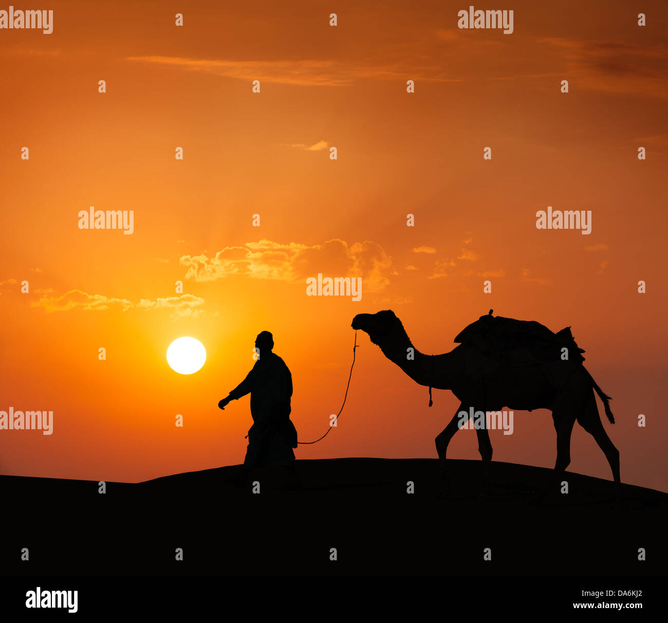 Rajasthan travel background - indian cameleer (camel driver) with camel ...