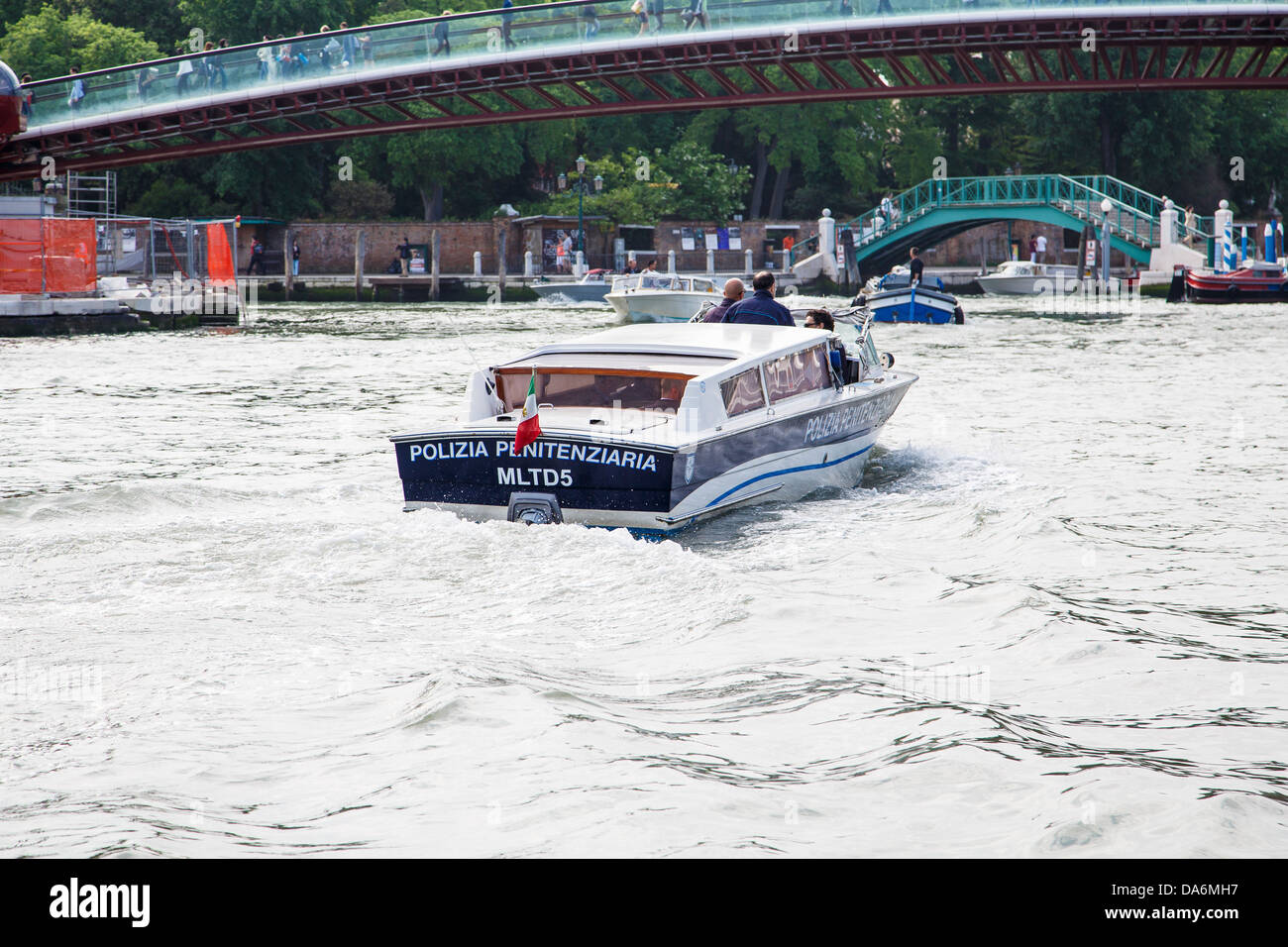 Police in Venice Prison Boat in Grand Canal Stock Photo - Alamy
