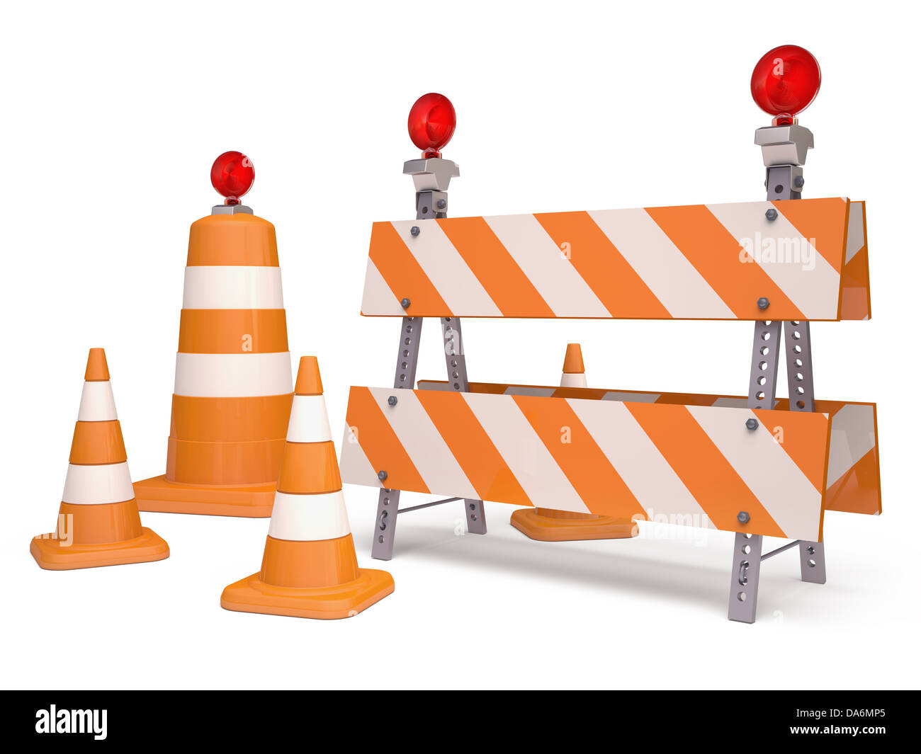 Street cone and easel signs on white background Stock Photo - Alamy
