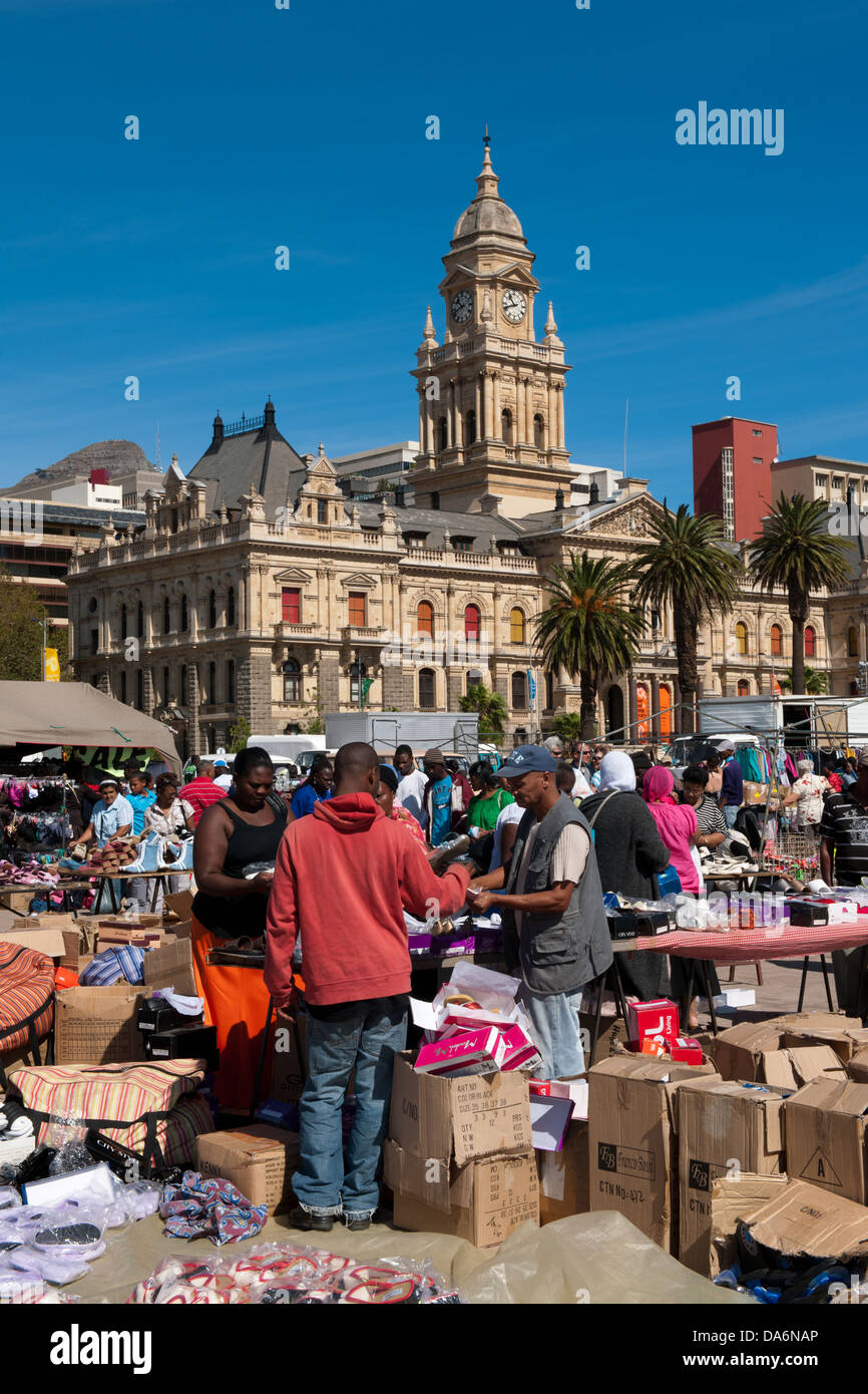 City Hall and market on the Grand Parade, Cape Town, South Africa Stock ...