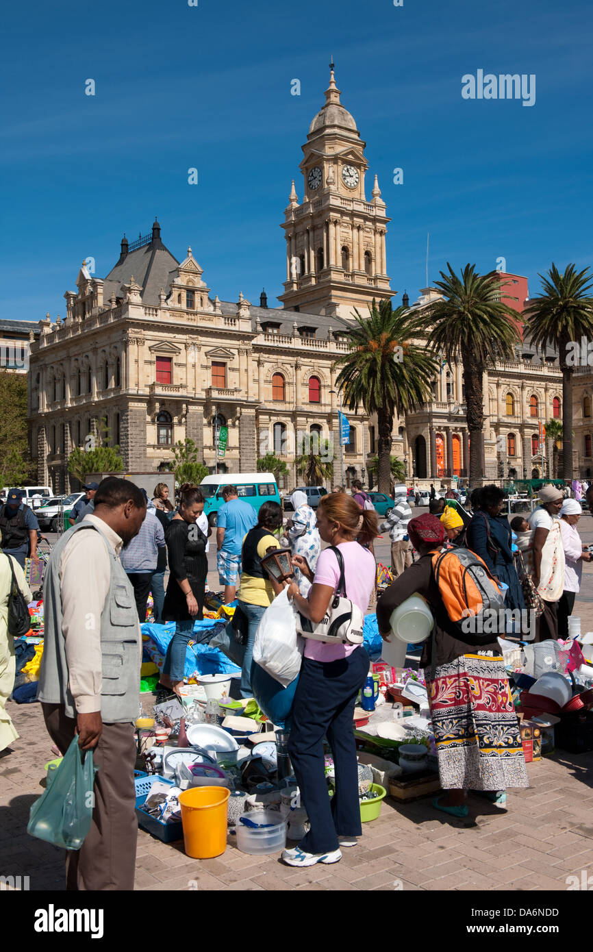 City Hall and market on the Grand Parade, Cape Town, South Africa Stock ...