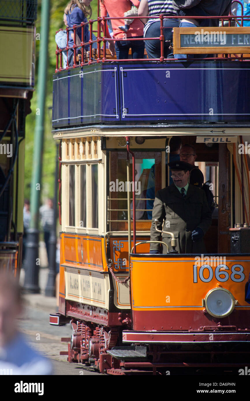 Trams drivers and passengers at the National Tramway museum, crich ...