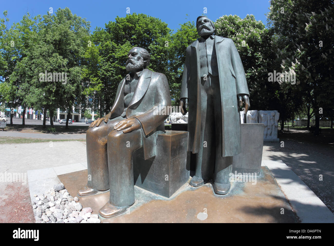 The statues of Karl Marx and Friedrich Engels in Marx-Engels-Forum ...