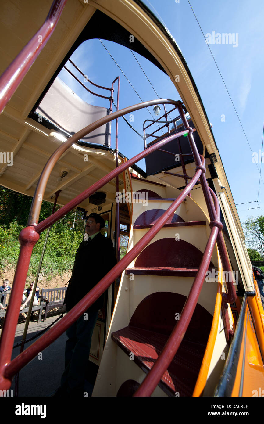 Trams drivers and passengers at the National Tramway museum, crich ...