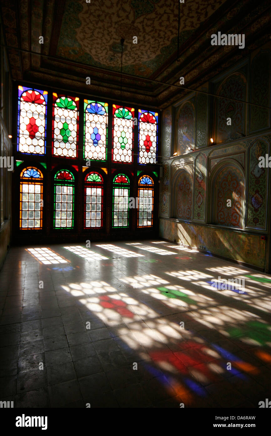 The stained glass windows of the Narenjistan-e Ghavam pavilion, Shiraz ...