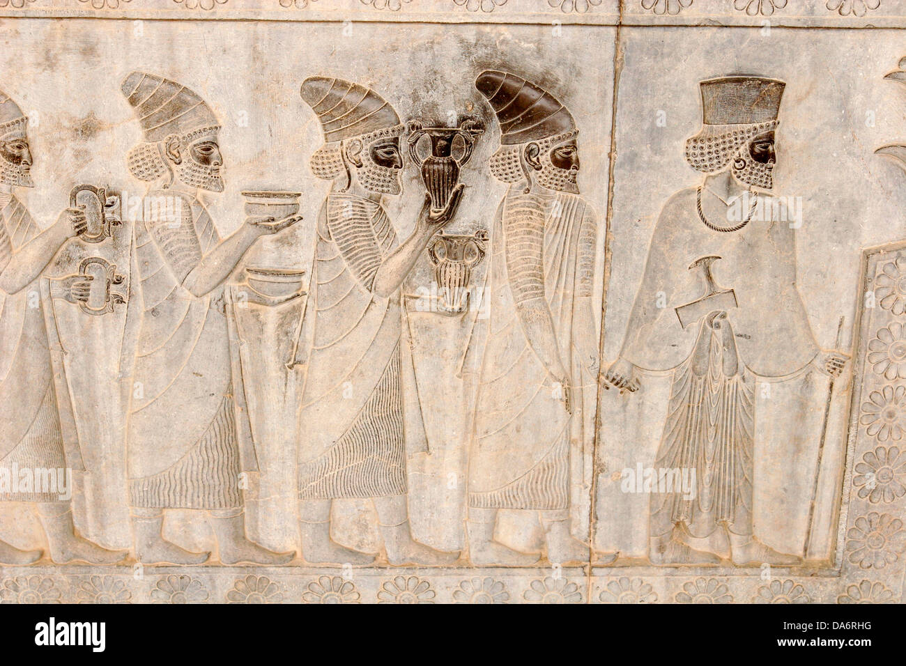 Bas reliefs at the walls of Apadana Palace and Staircase, Persepolis ...