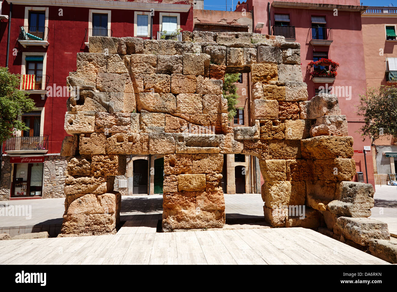 section of old wall in roman ruins of tarraco unesco world heritage ...