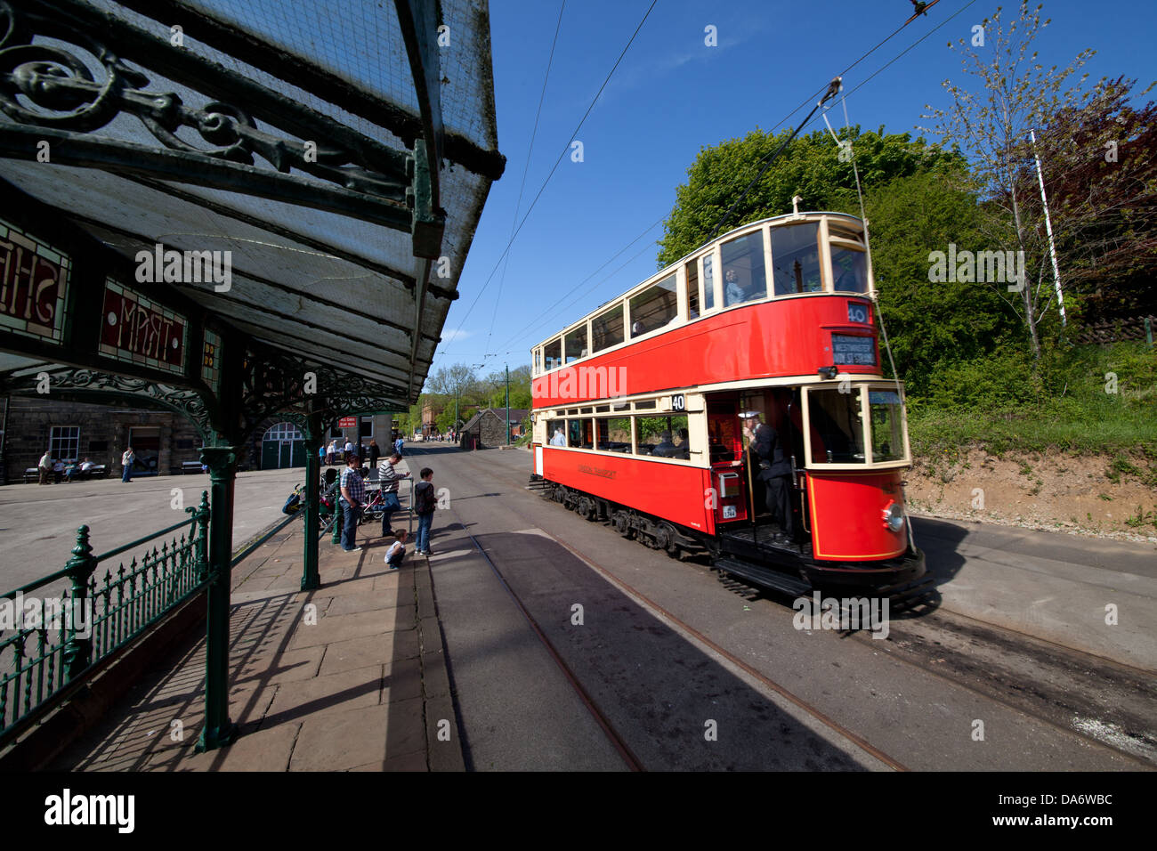 Trams drivers and passengers at the National Tramway museum, crich ...