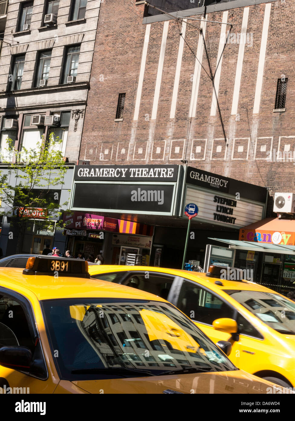 Gramercy Theatre Marquee and Traffic, E. 23rd Street, NYC Stock Photo ...