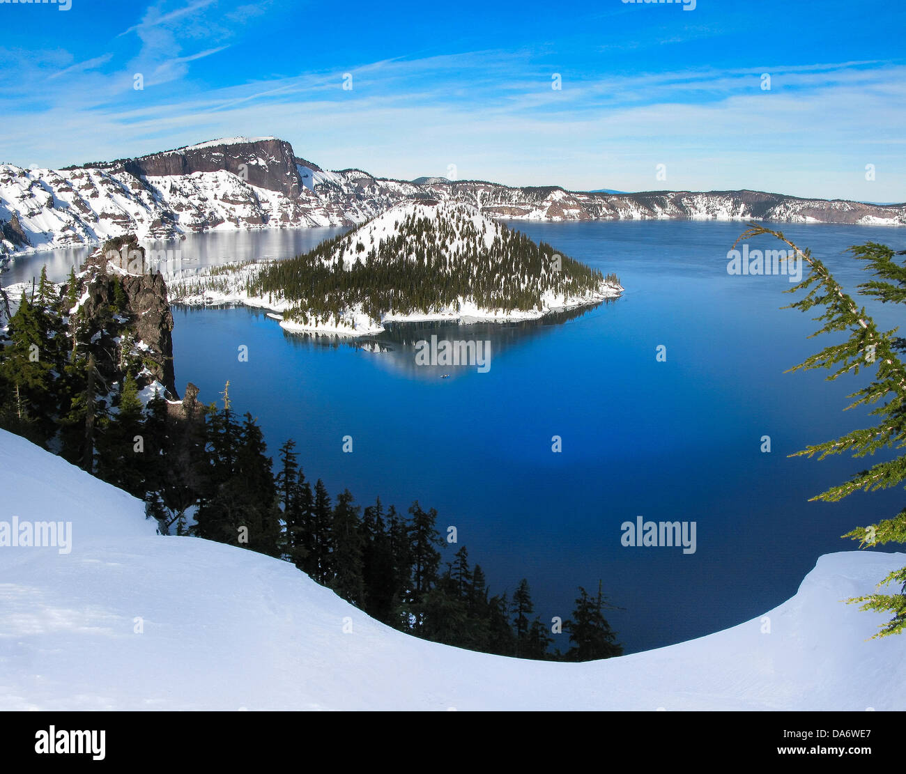 USA, United States, America, Oregon, Crater Lake, National Park, snow ...